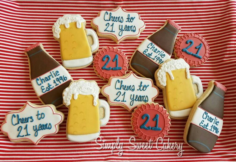 21st Birthday Beer Cookies 36 Cookies | Etsy