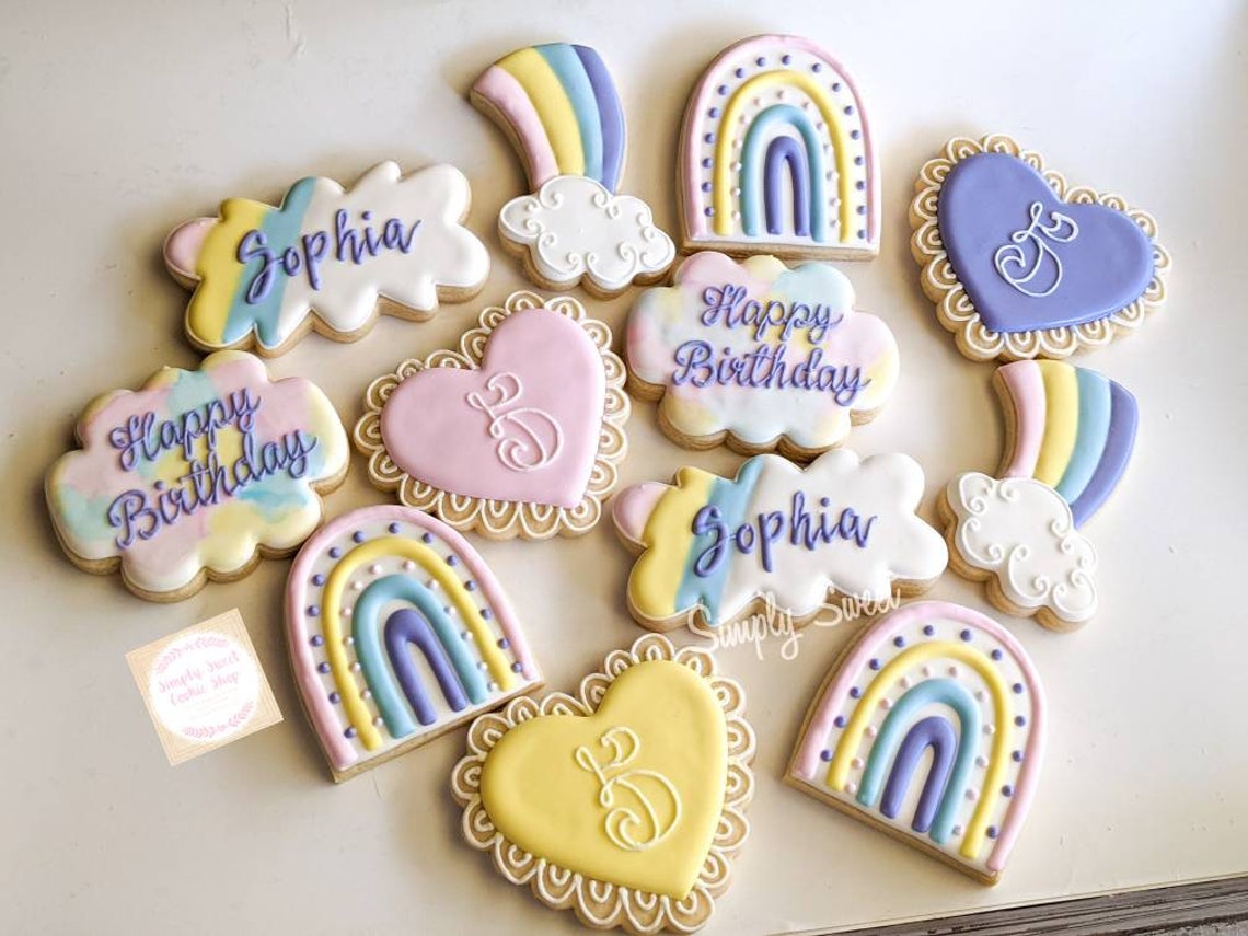 Rainbow Themed Sugar Cookies (30 Cookies) - Etsy