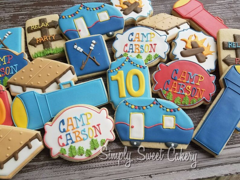 Camping themed cookies 36 cookies | Etsy