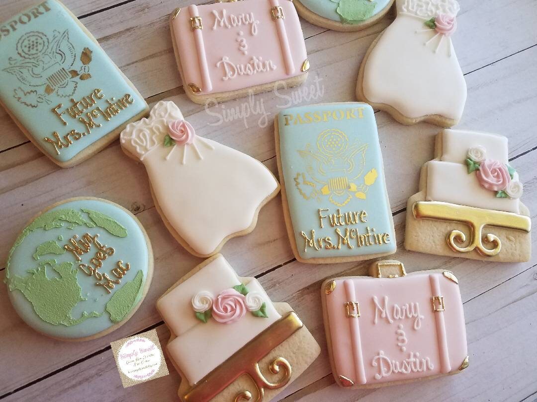 Travel Themed Bridal Cookies (36 Cookies) - Etsy