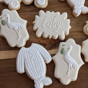 Stork Themed Baby Shower Cookies (40 Cookies) - Etsy