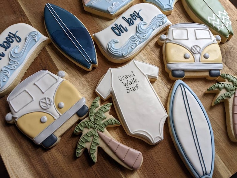 Surf Surfs Up Beach Themed Birthday Cookies 48 Cookies - Etsy