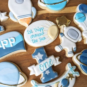 1st Trip Around the Sun, Space Themed Custom Listing (36 Cookies) - Etsy