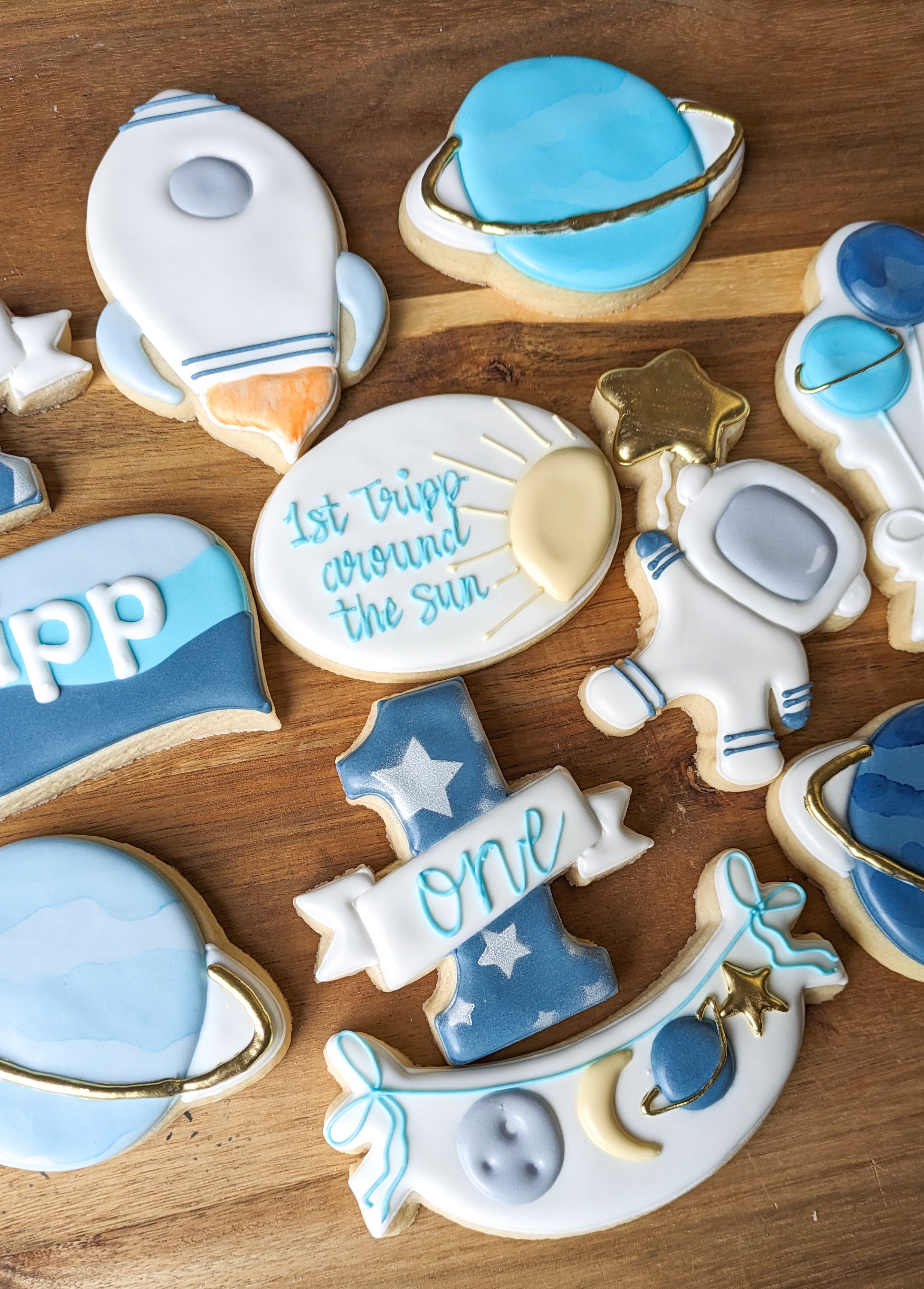 1st Trip Around the Sun, Space Themed Custom Listing (36 Cookies) - Etsy