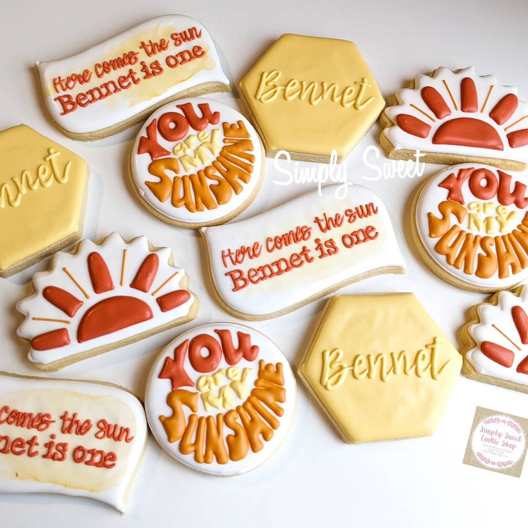 Sunshine Themed, Here Comes the Sun Birthday Cookies (36 Cookies) - Etsy