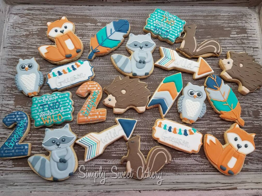 Born Two Be Wild, Wild One Tribal Woodland Cookies (36 Cookies) - Etsy
