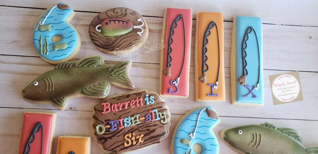 Fishing Themed Birthday Cookies 36 Cookies - Etsy