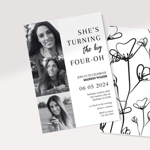 Turning the Big FOUR-OH Birthday Invitation; 40th Bday Photo Invite ...