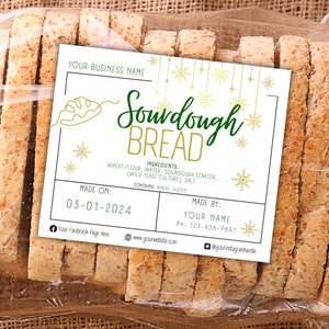 Christmas Ingredient Label, Holiday Bread Stickers for Home Baker or ...