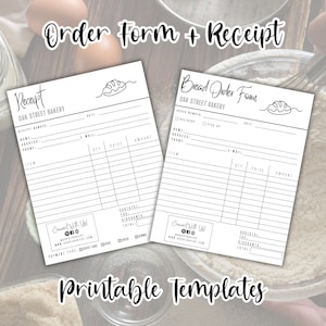 Sourdough Order Form, Bread Bakery Order Sheet, Bread Receipt Printable ...