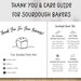 Sourdough Care Card, Bread Thank You; Bread Loaf Storage Instructions ...