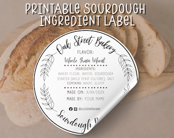 BUNDLE: Sourdough Ingredient Label Card, Bread Made on & Made By Thank ...