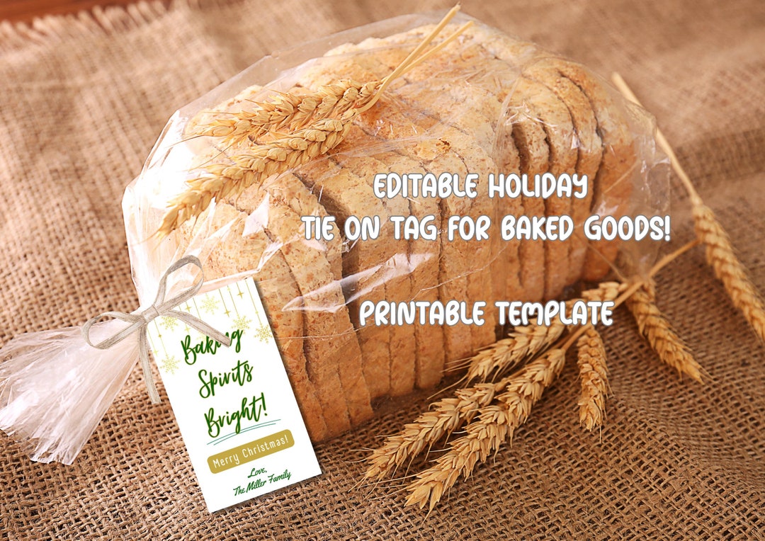 Holiday Sourdough Bread Gift Tag; Green Gold Bread Label Tie On ...