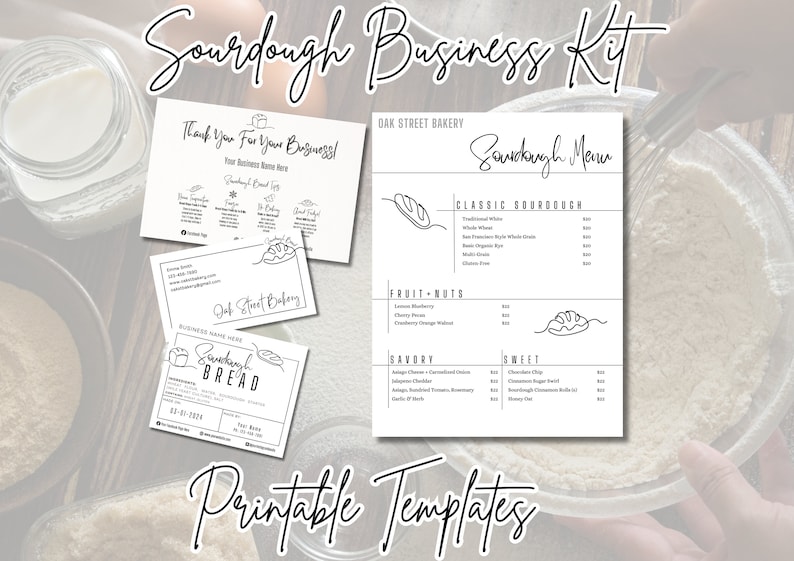 Sourdough Bread Business Kit for Home Baker or Bakery; Price List ...