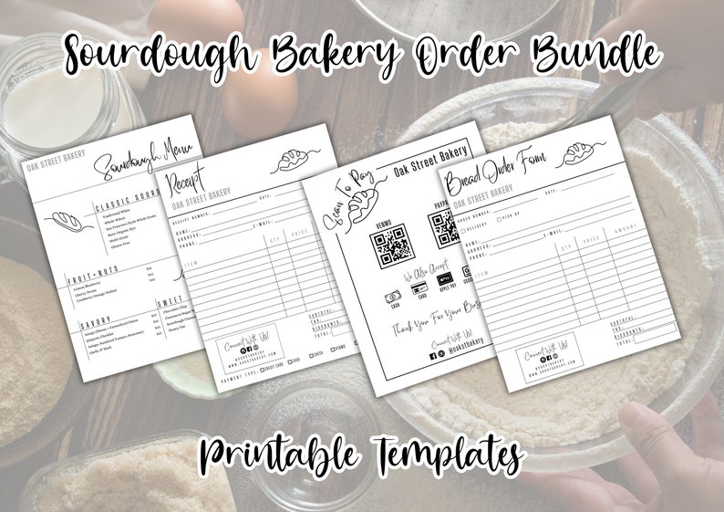 Sourdough Order Form, Bread Bakery Menu, Receipt Printable Template ...