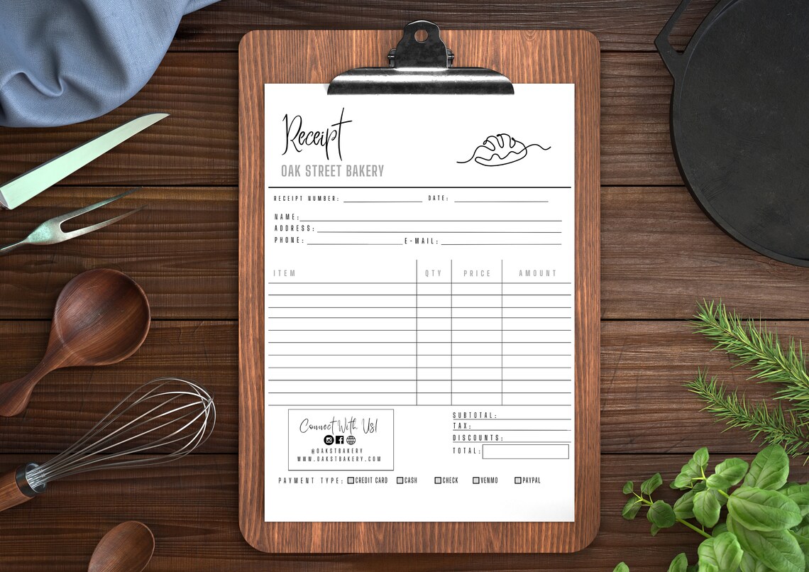 Sourdough Order Form, Bread Bakery Order Sheet, Bread Receipt Printable ...