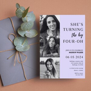 Turning the Big FOUR-OH Birthday Invitation; 40th Bday Photo Invite ...