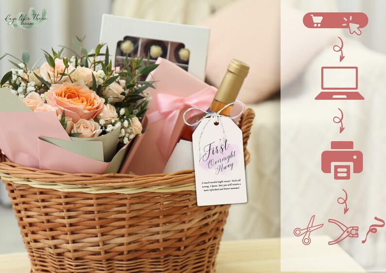 Motherhood Milestone Wine Tags; Wine Basket Gift Tags; New Mom Gift ...