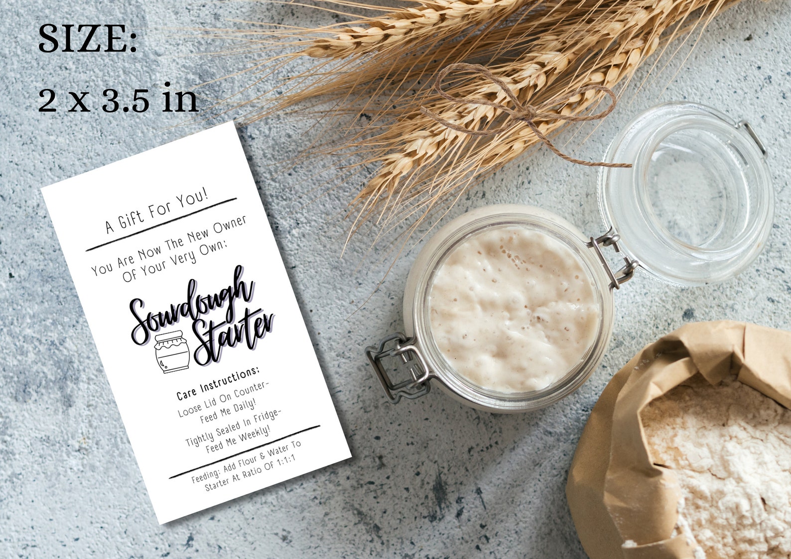Sourdough Starter Gift Tag; for Bakery or Home Baker; Editable Digital ...