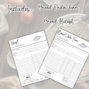 Sourdough Order Form, Bread Bakery Order Sheet, Bread Receipt Printable ...