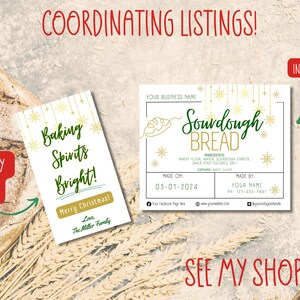 Christmas Ingredient Label, Holiday Bread Stickers for Home Baker or ...