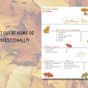 Fall Sourdough Bread Menu, Seasonal Pricing & Options List; Custom ...