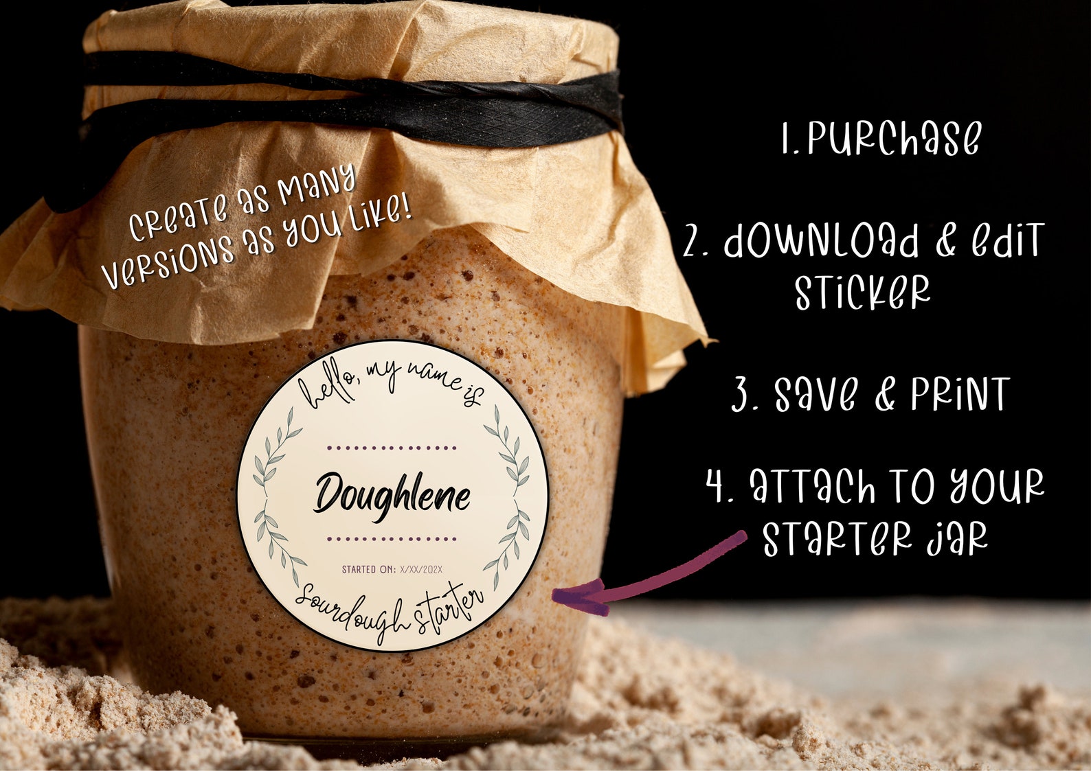 Sourdough Starter Label, Name Tag Sticker for Starter Jar; Custom Round ...