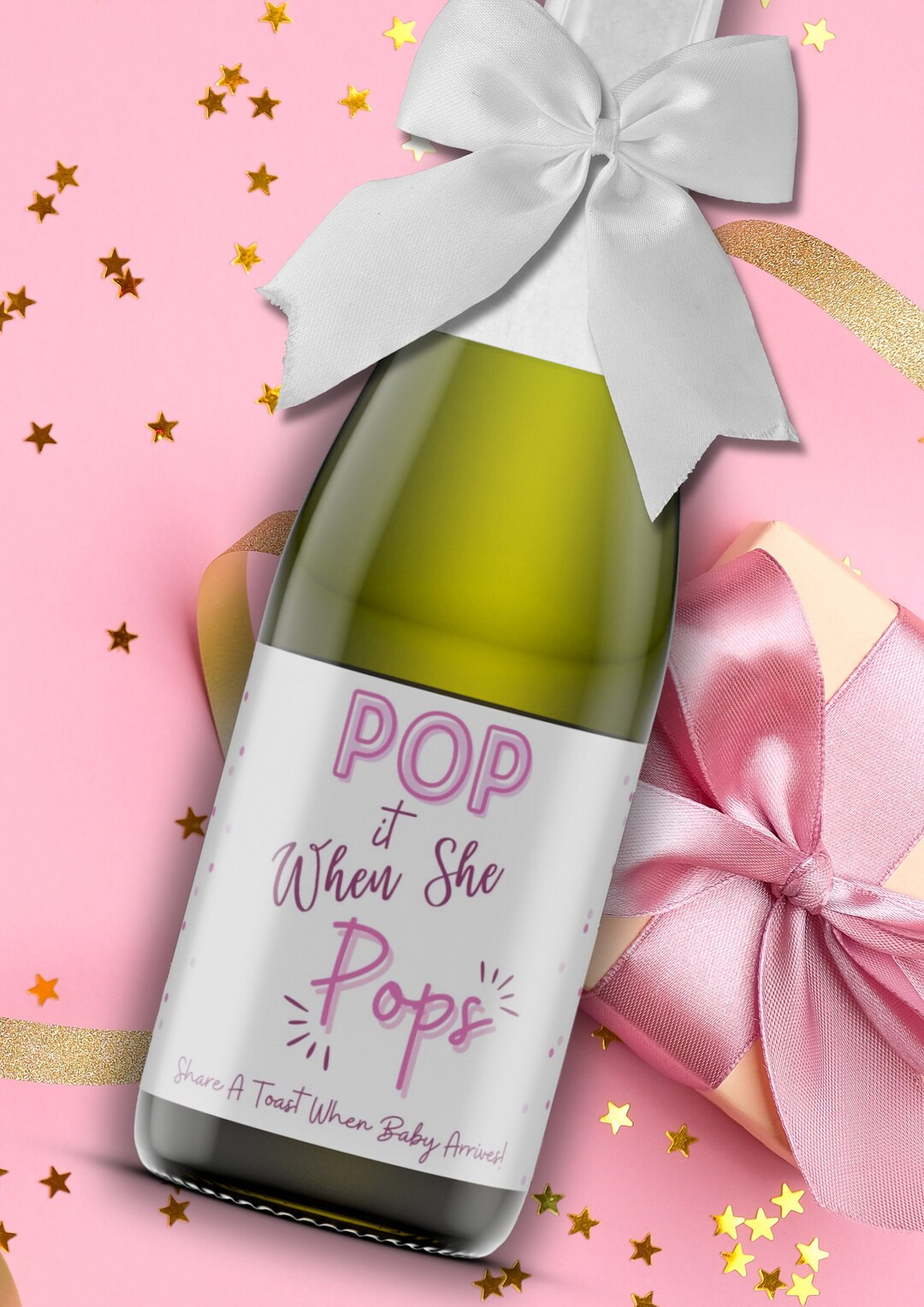 Pop It When She Pops Mini Champagne Label, Custom Wine Bottle ...
