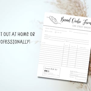 Sourdough Order Form, Bread Bakery Order Sheet, Printable Template ...