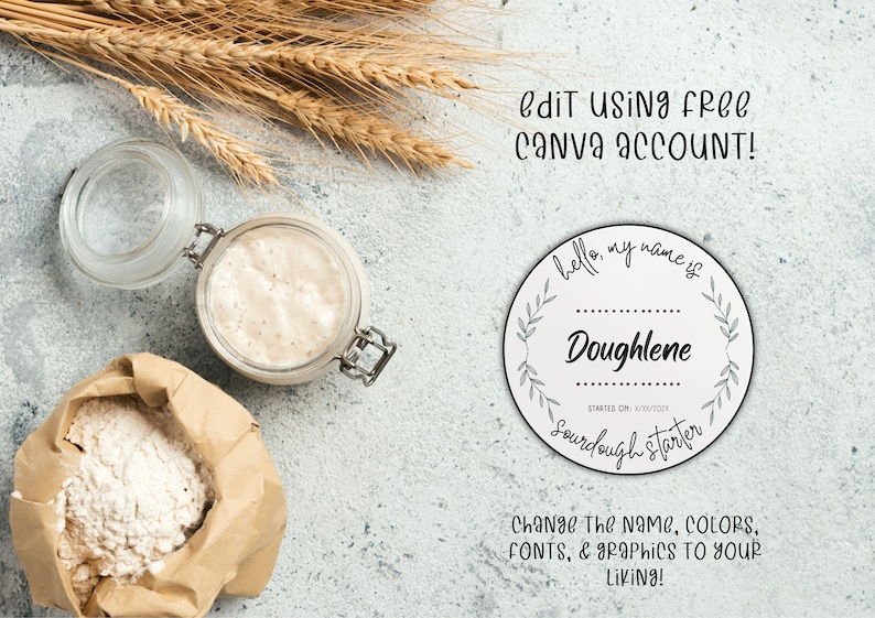 Sourdough Starter Label, Name Tag Sticker for Starter Jar; Custom Round ...
