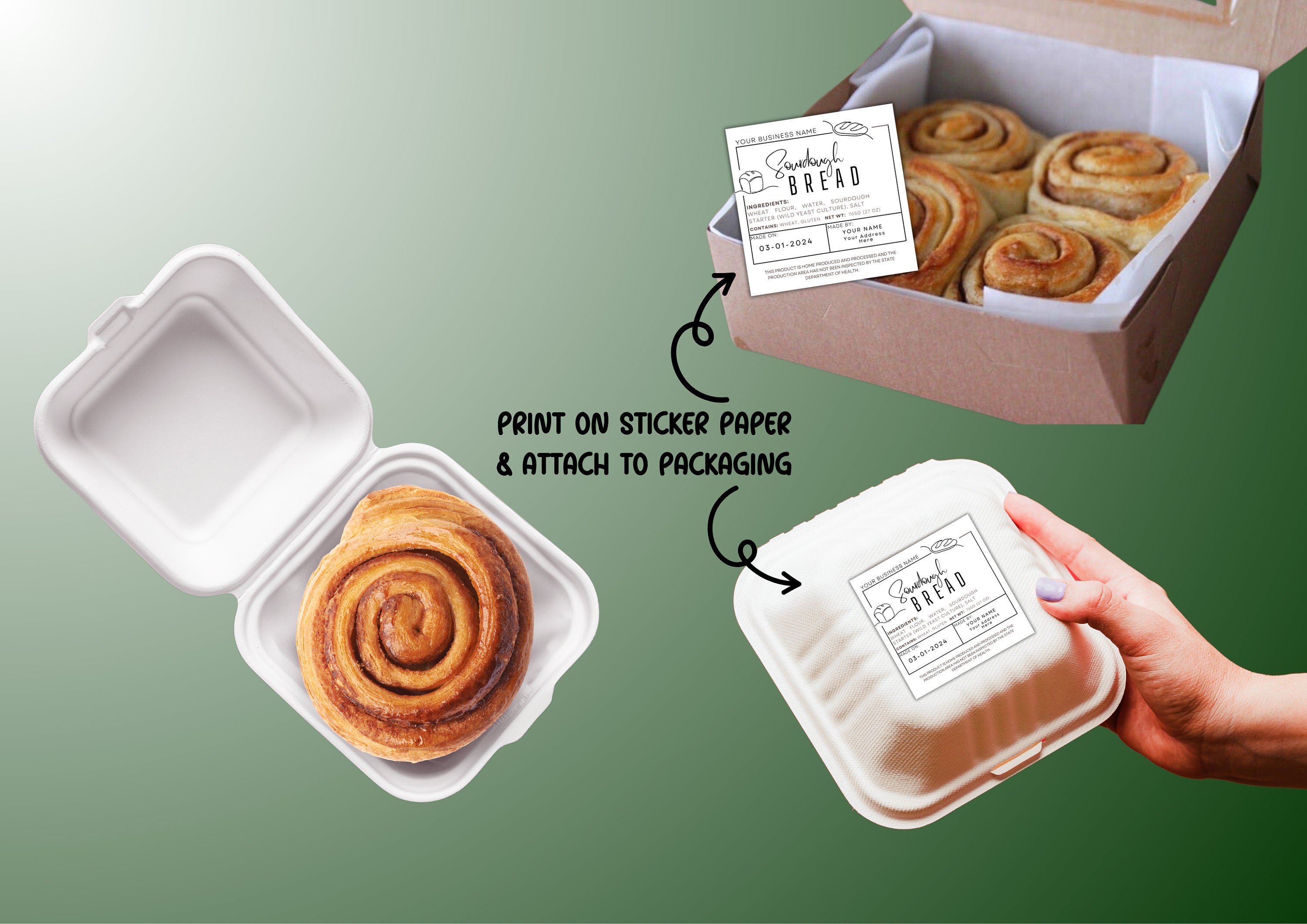 Sourdough Cinnamon Roll Ingredient Label, Made on & Made by Card Square ...
