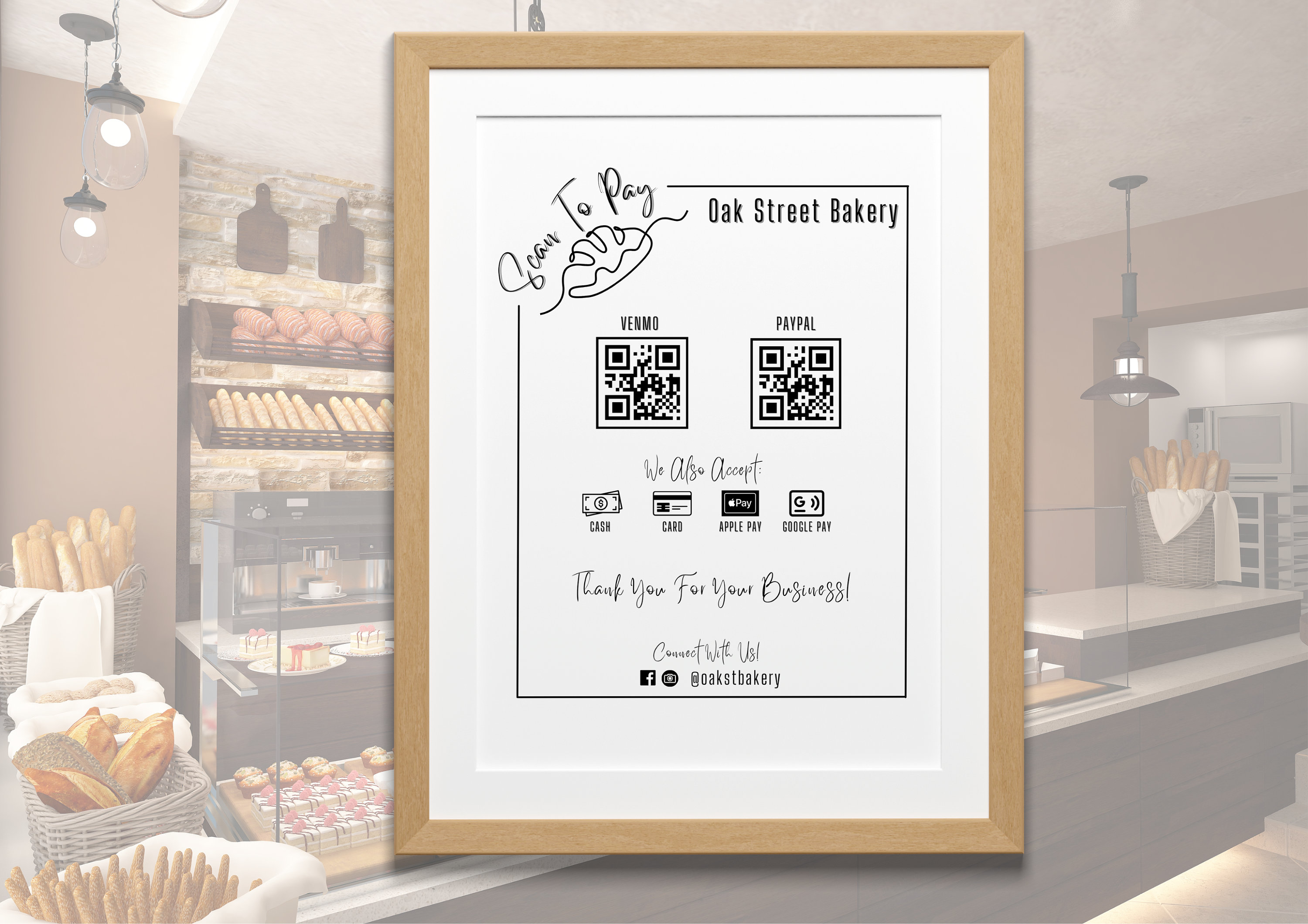 Scan to Pay Sign, Sourdough Bakery QR Code Template; Home Baker Venmo ...