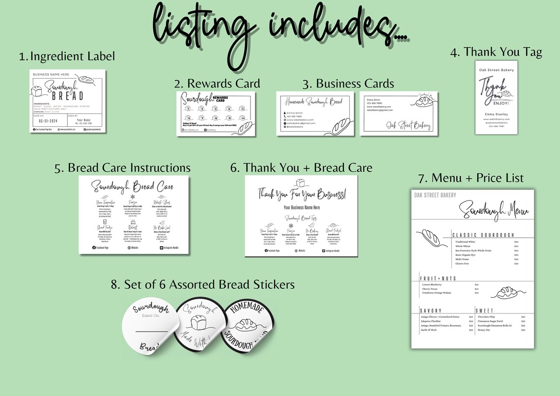 COMPLETE SOURDOUGH BUNDLE: Bread Thank You Card & Tags; Bread ...