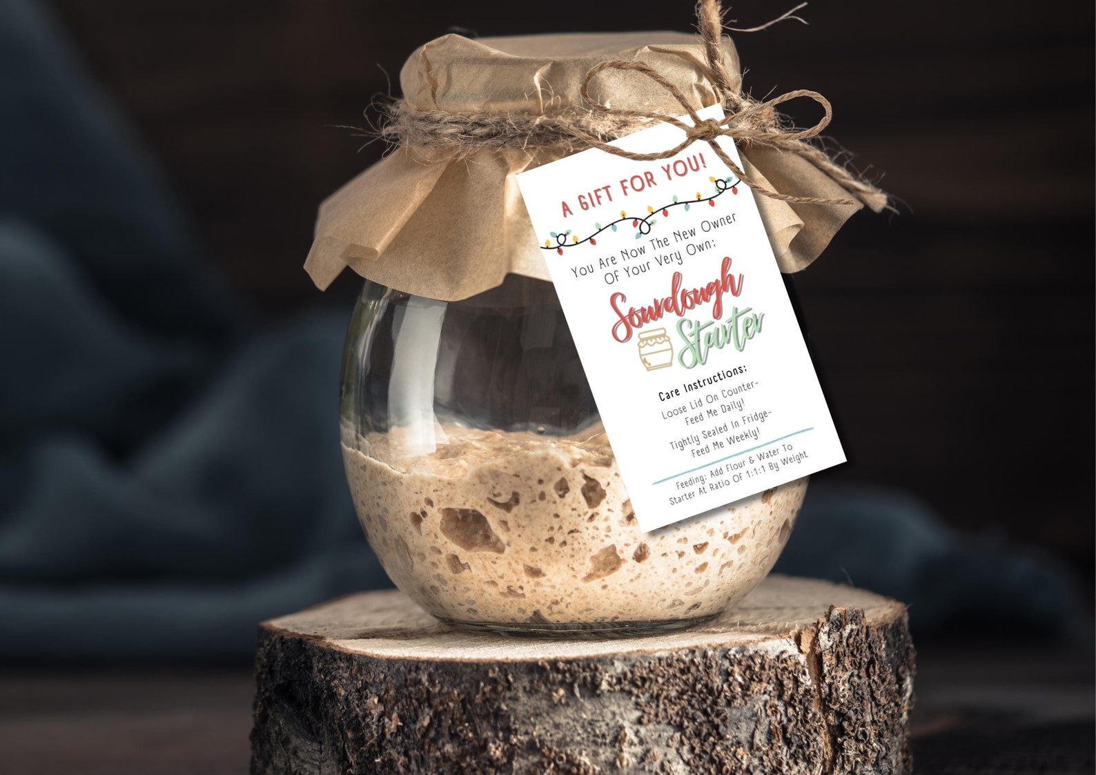 Sourdough Starter Holiday Gift Tag; for Bakery or Home Baker; Editable ...