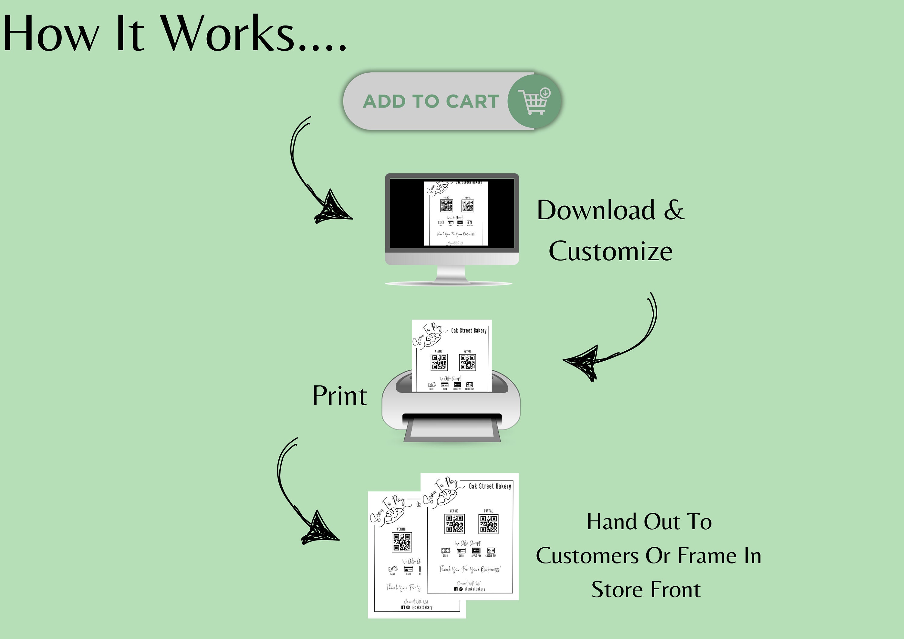 Scan to Pay Sign, Sourdough Bakery QR Code Template Home Baker Venmo ...