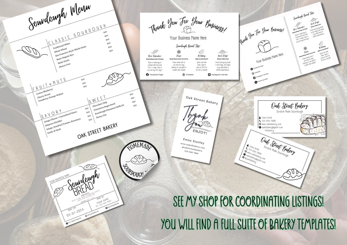 Sourdough Bread Price List, Loaf Pricing Print; Custom Bakery Menu ...