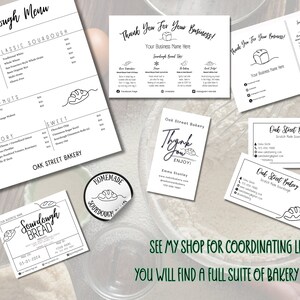 Sourdough Bread Price List, Loaf Pricing Print; Custom Bakery Menu ...