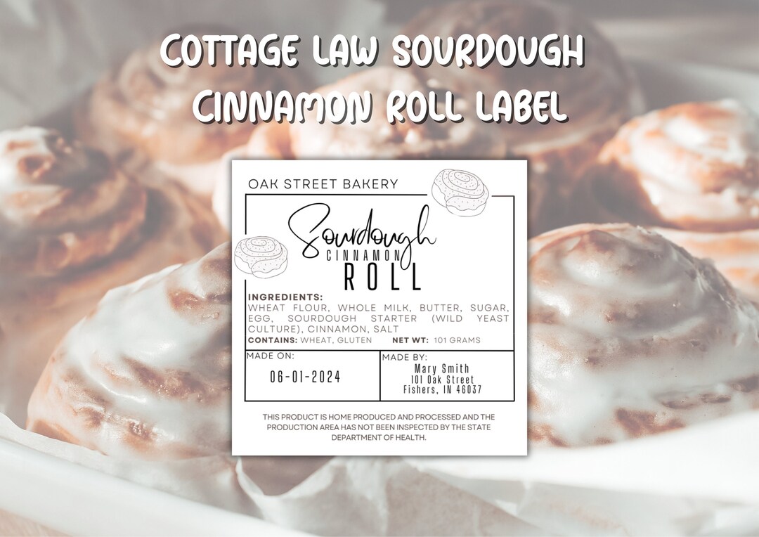 Sourdough Cinnamon Roll Ingredient Label, Made on & Made by Card ...