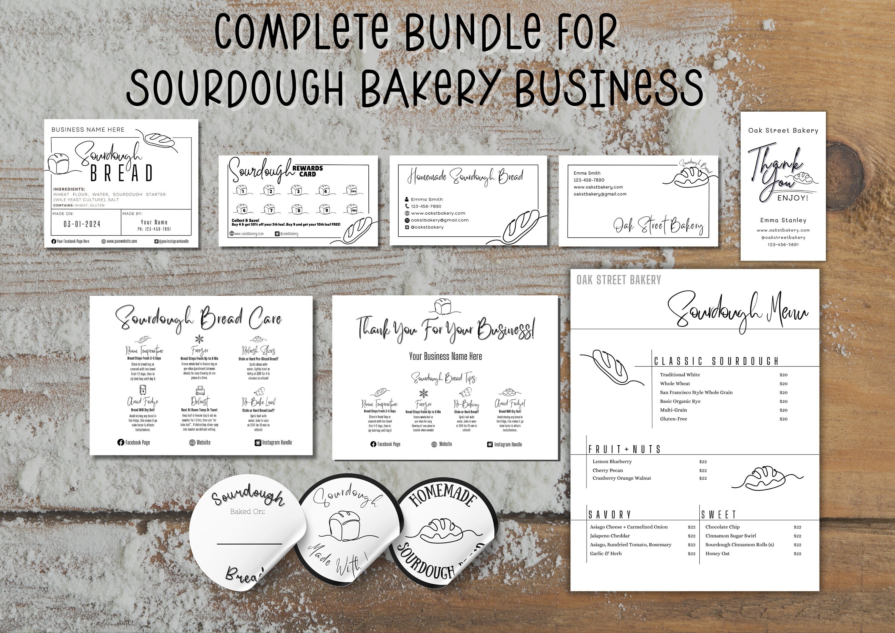 COMPLETE SOURDOUGH BUNDLE: Bread Thank You Card & Tags Bread Ingredient ...