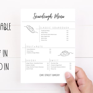 Sourdough Bread Menu, Pricing & Options List; Custom Bakery Menu; Home ...