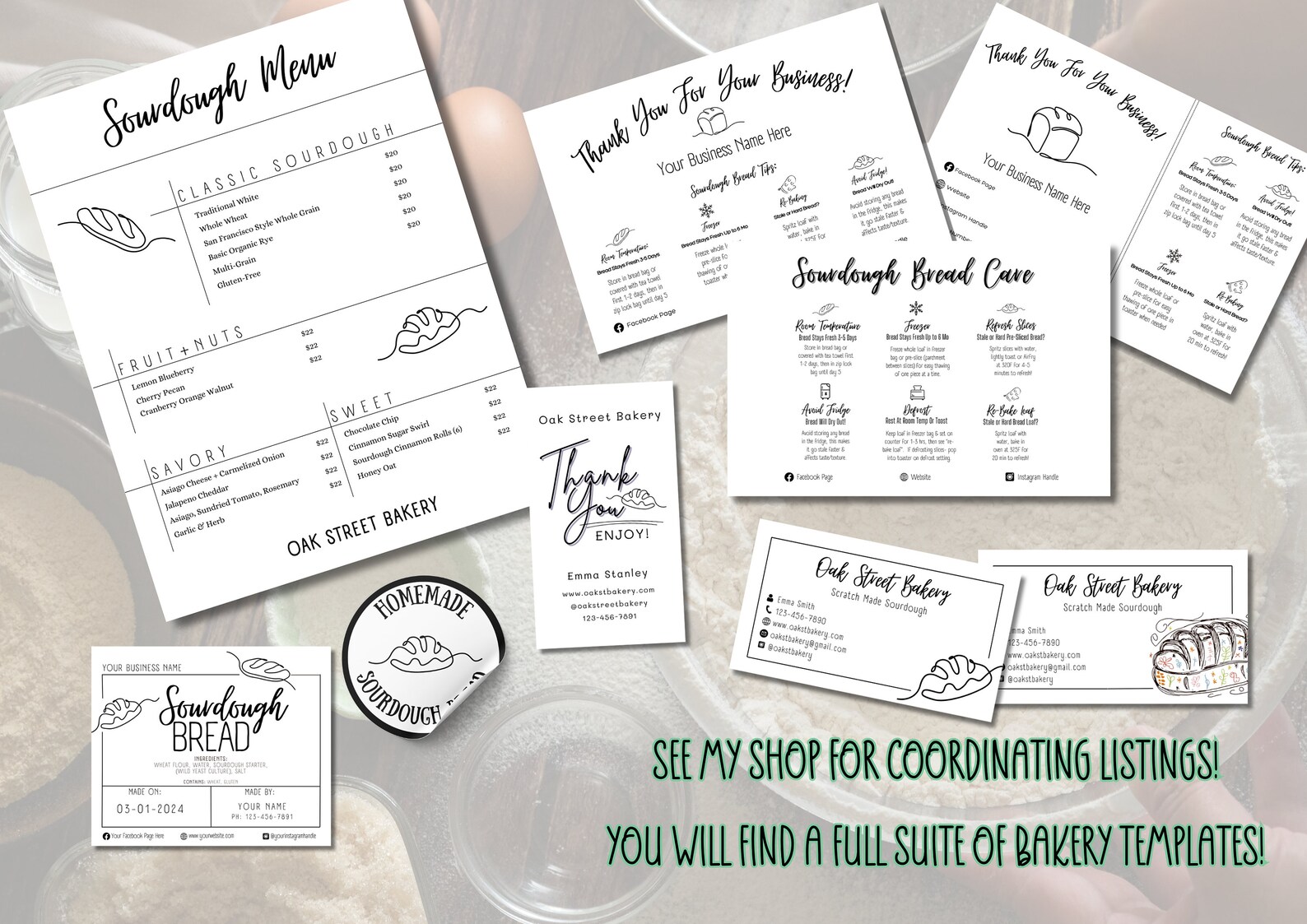 Sourdough Ingredient Label Card, Bread Made on & Made By; Custom Round ...