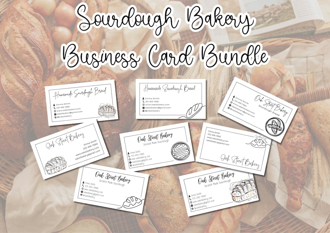 BUNDLE: Sourdough Business Cards; Bread Bakery Information; Home Baker ...