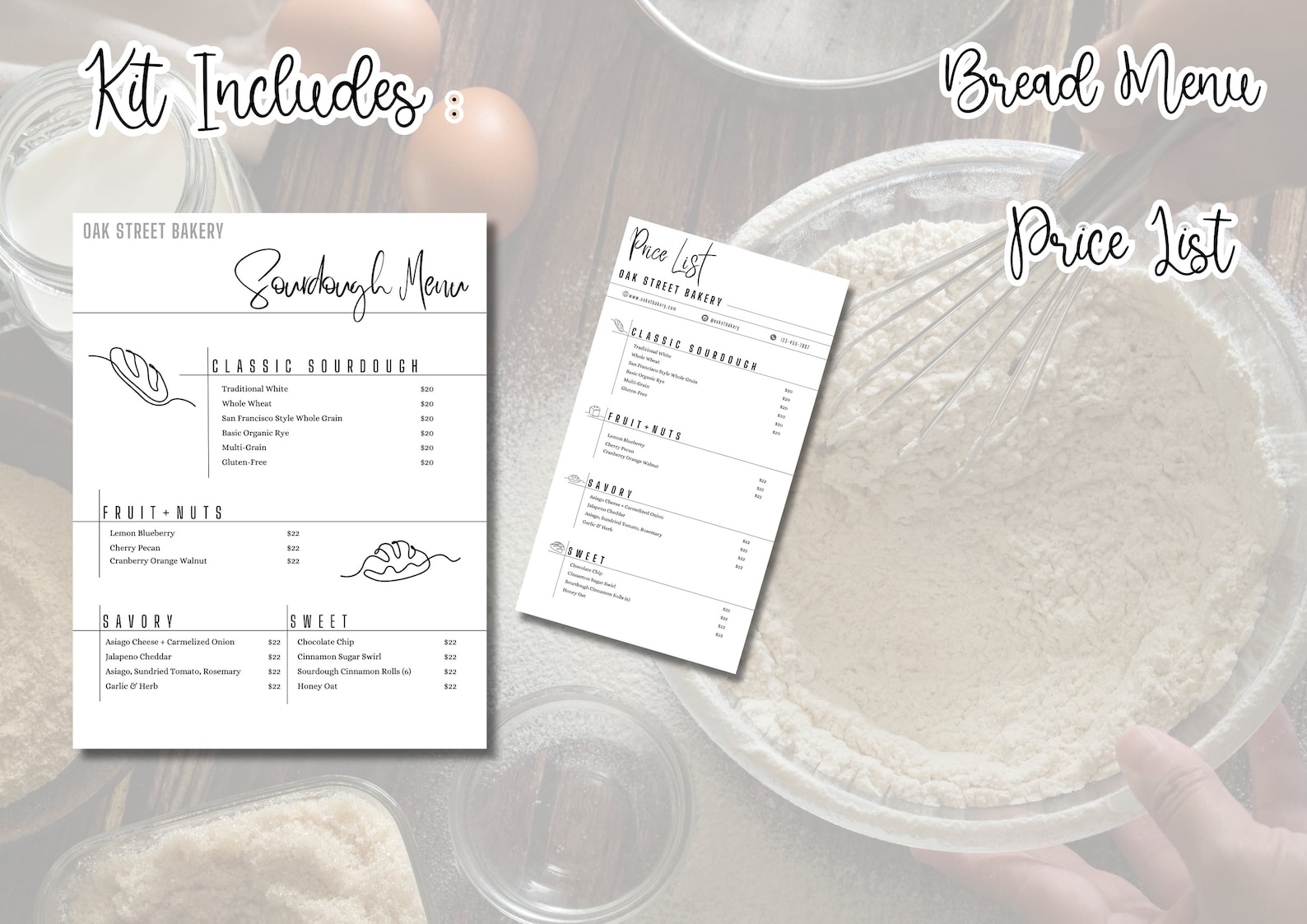 Sourdough Bread Menu, Pricing & Options List; Custom Bakery Business ...