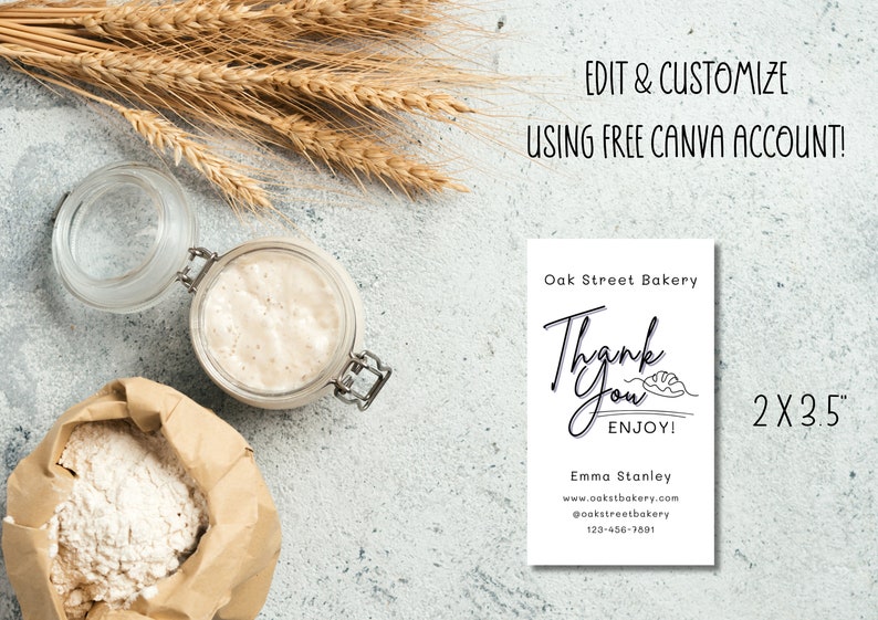 Sourdough Bread Thank You Tag; Bread Loaf Label Tie On, Printable ...