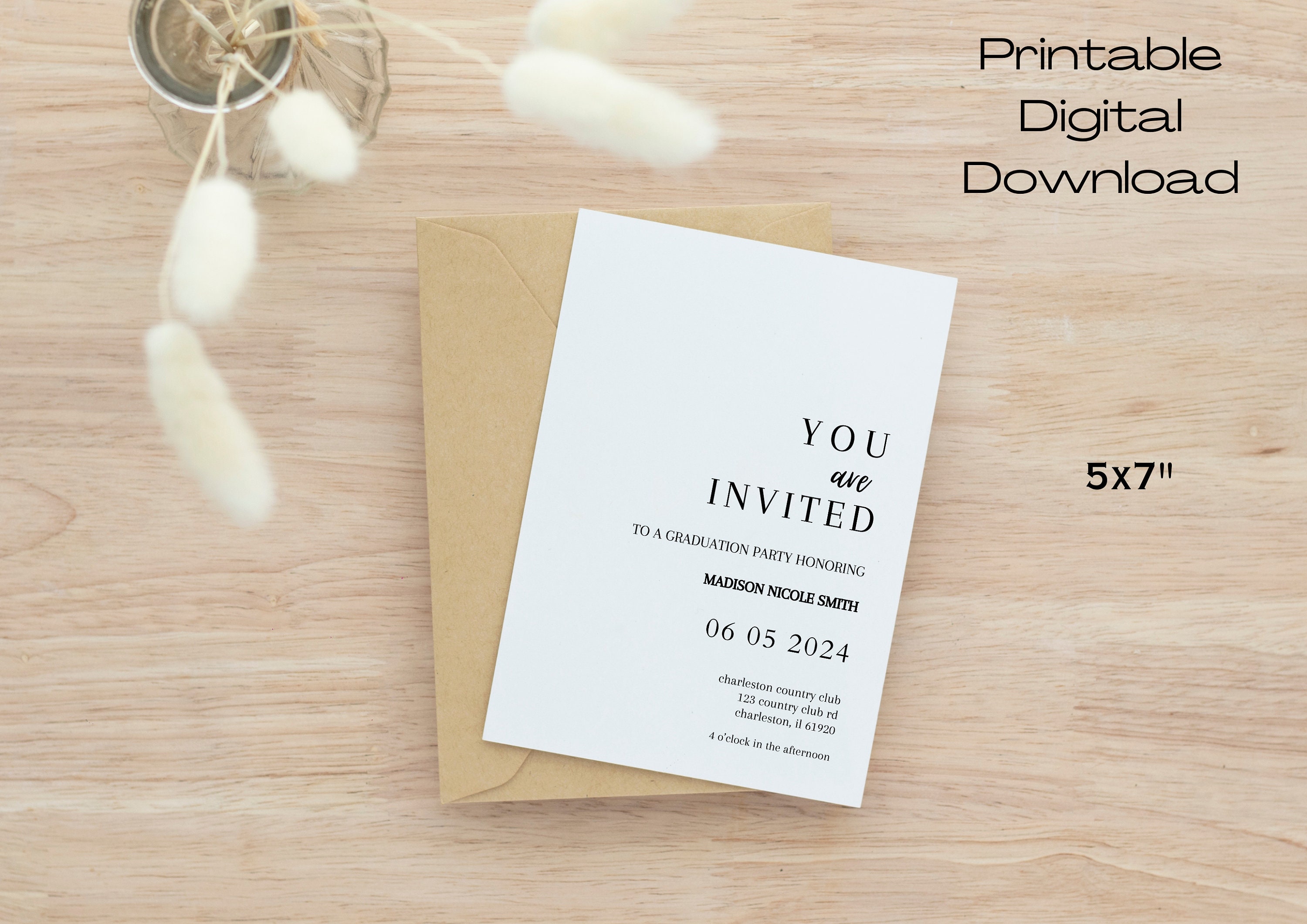 Graduation Party Invitation; College Graduate Invite; High School Grad ...