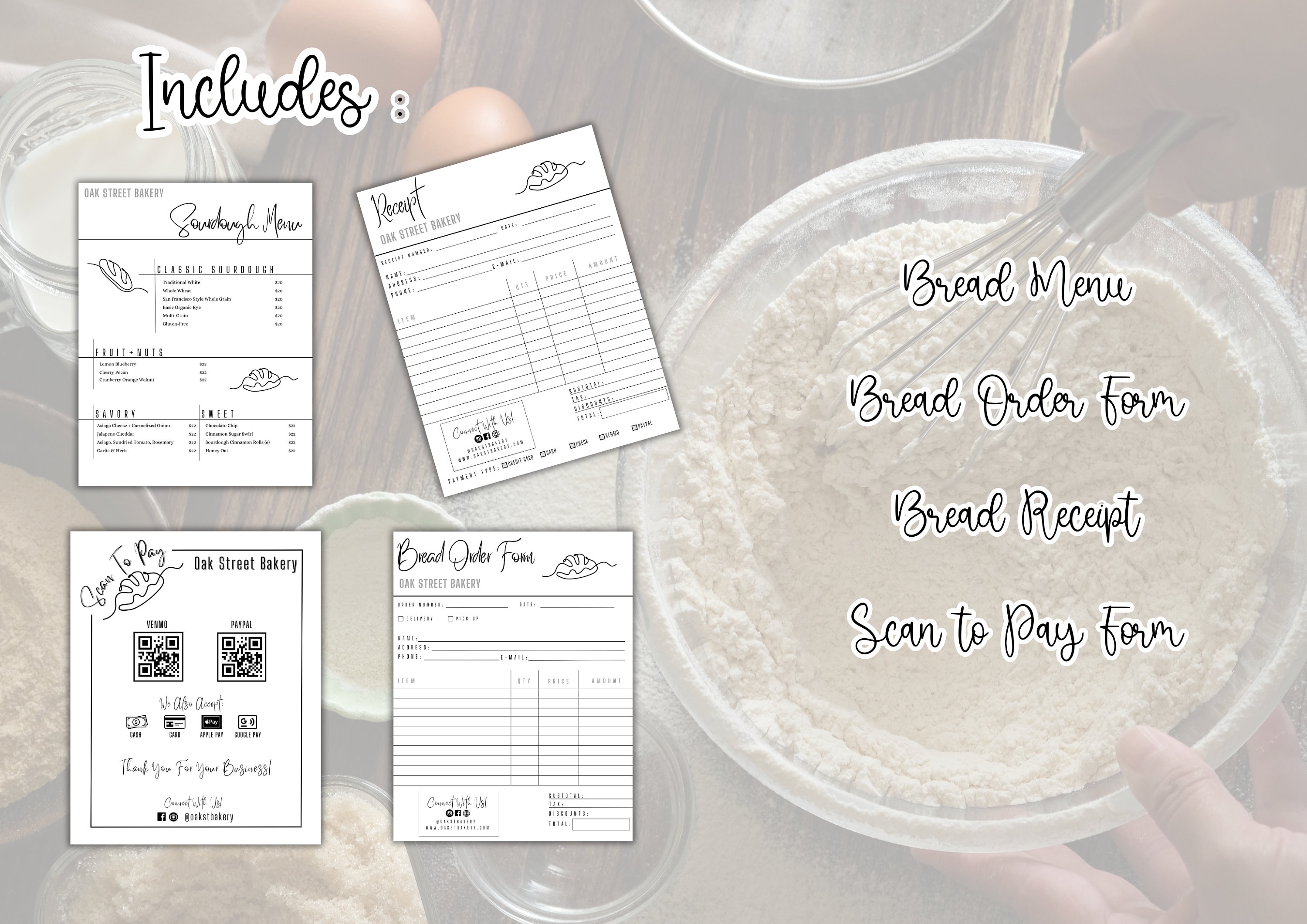 Sourdough Order Form, Bread Bakery Menu, Receipt Printable Template ...