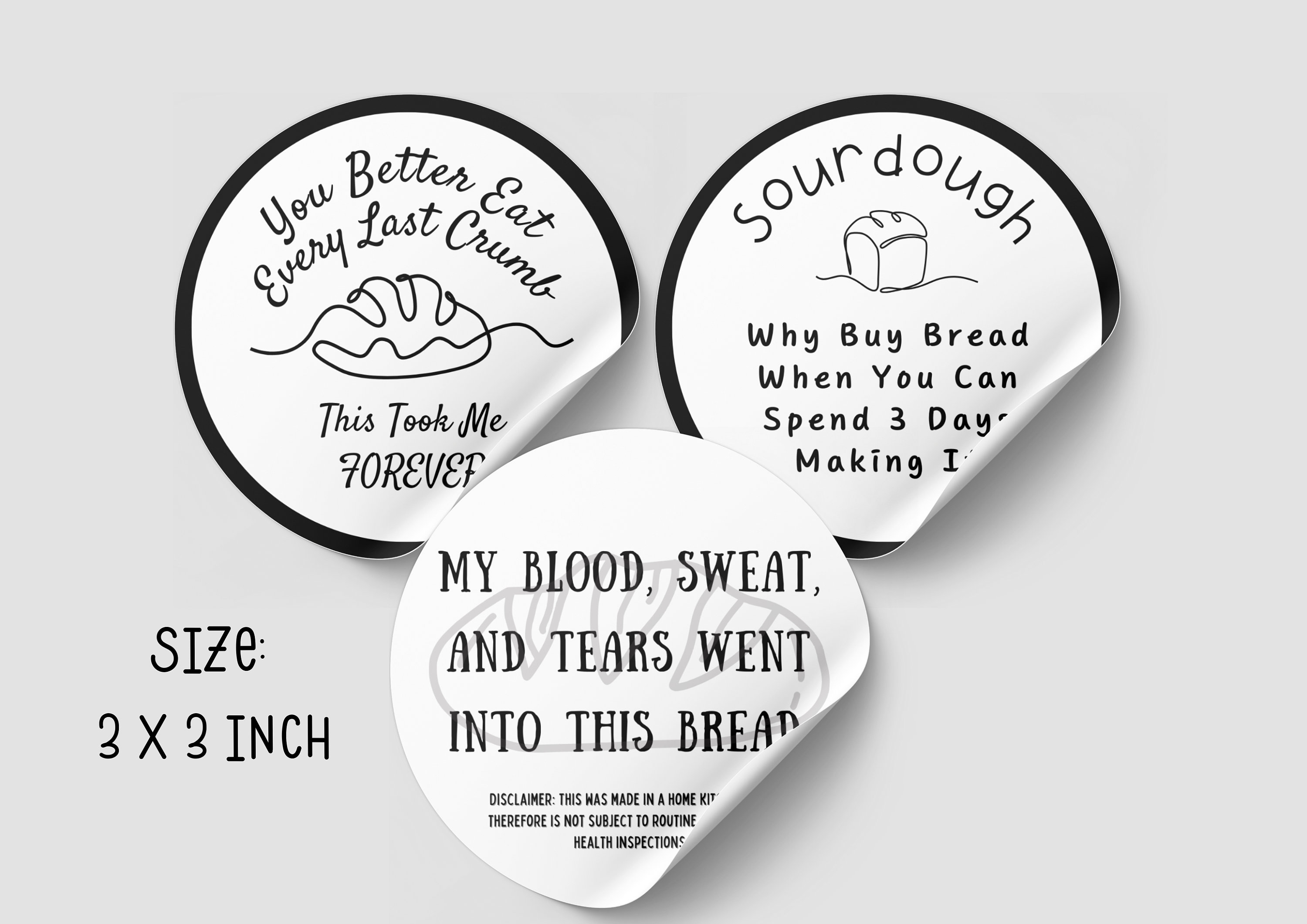 Funny Sourdough Stickers, Printable Bread Stickers Humorous Bakery ...