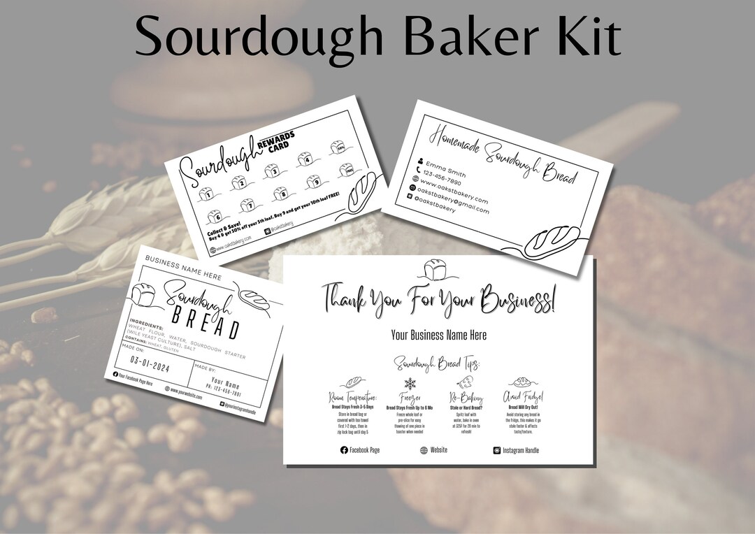 Bundle of 4! Sourdough Bread Thank You Card & Tags; Bread Ingredient ...