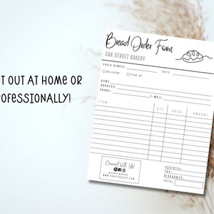 Sourdough Order Form, Bread Bakery Order Sheet, Printable Template ...