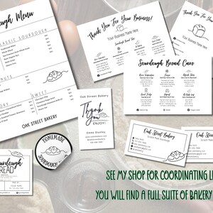 Sourdough Order Form, Bread Bakery Order Sheet, Printable Template ...